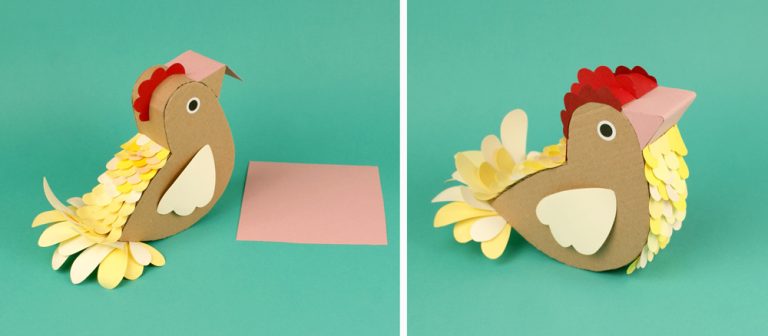 Poule de Pâques : DIY création en carton et papier